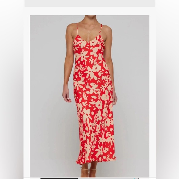 RESA | Dresses | Nwt Resa Vibrant Red And Cream Floral Slip Dress ...